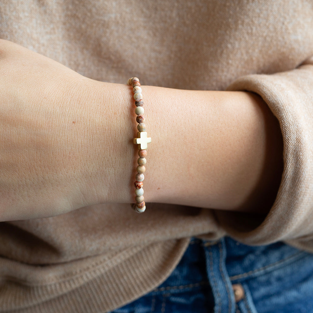 Faith Over Fear Cross Bracelet-White Jasper – Lenny and Eva