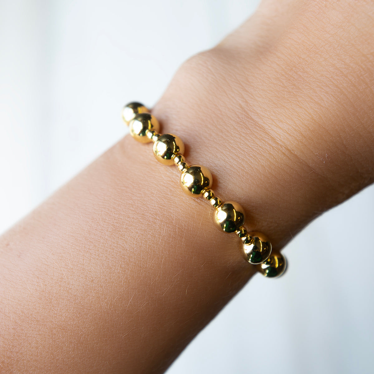Gilded Gold Beaded Stretch Bracelets, Duo, Mixed Metals – Lenny and Eva